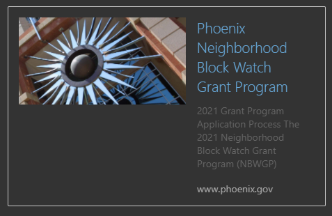 REMINDER – Block Watch Grant DEADLINE! – Phoenix Block Watch Advisory Board